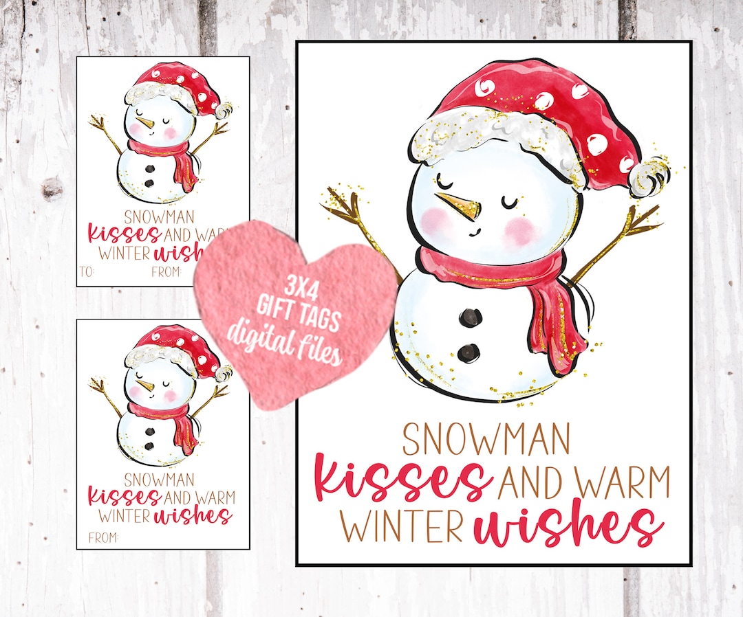 Snowman Kisses Tags Printable Christmas Gifts to Students - Etsy