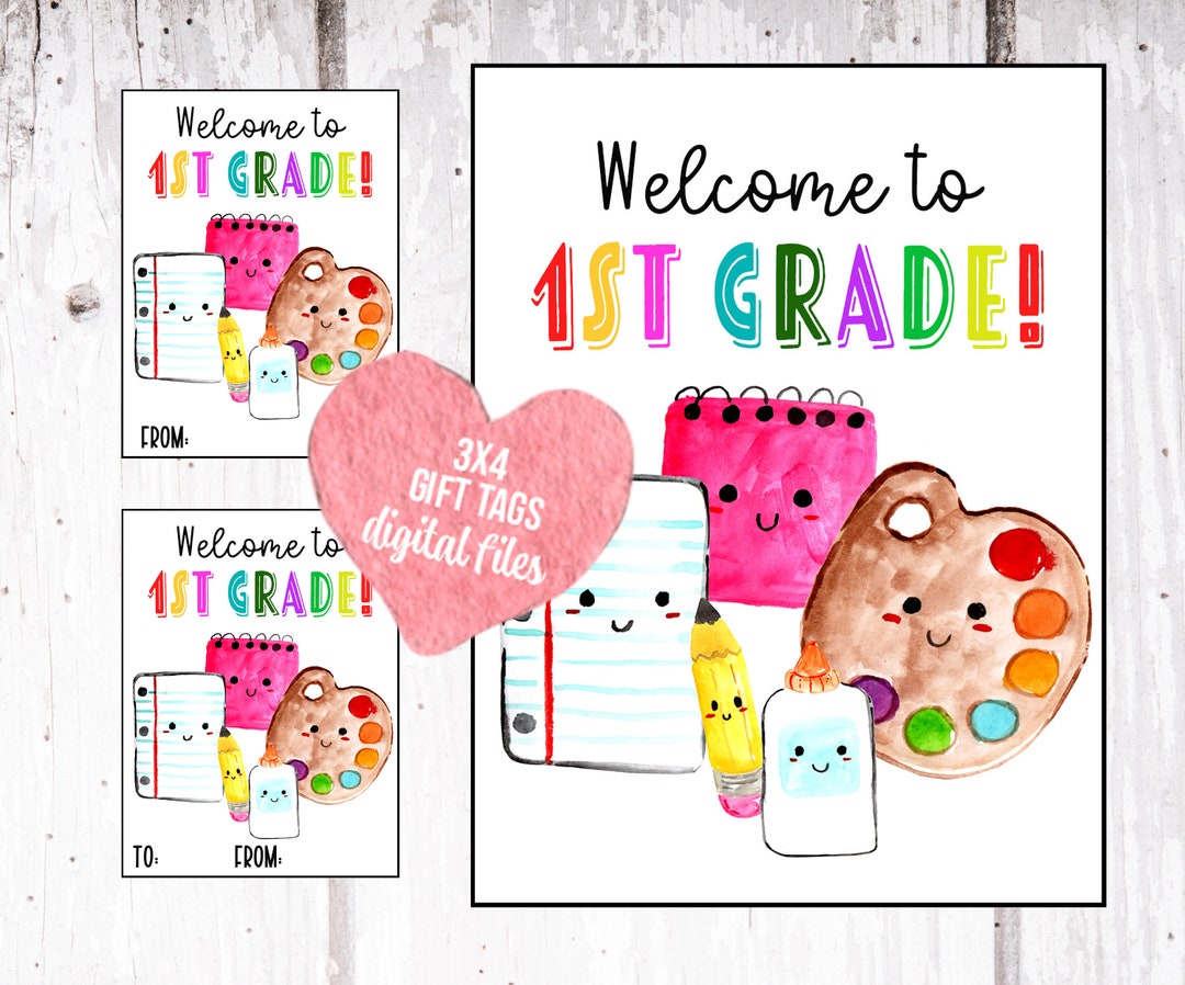 Back to School Gift Tags Printable 1st Grade Gift Tag - Etsy