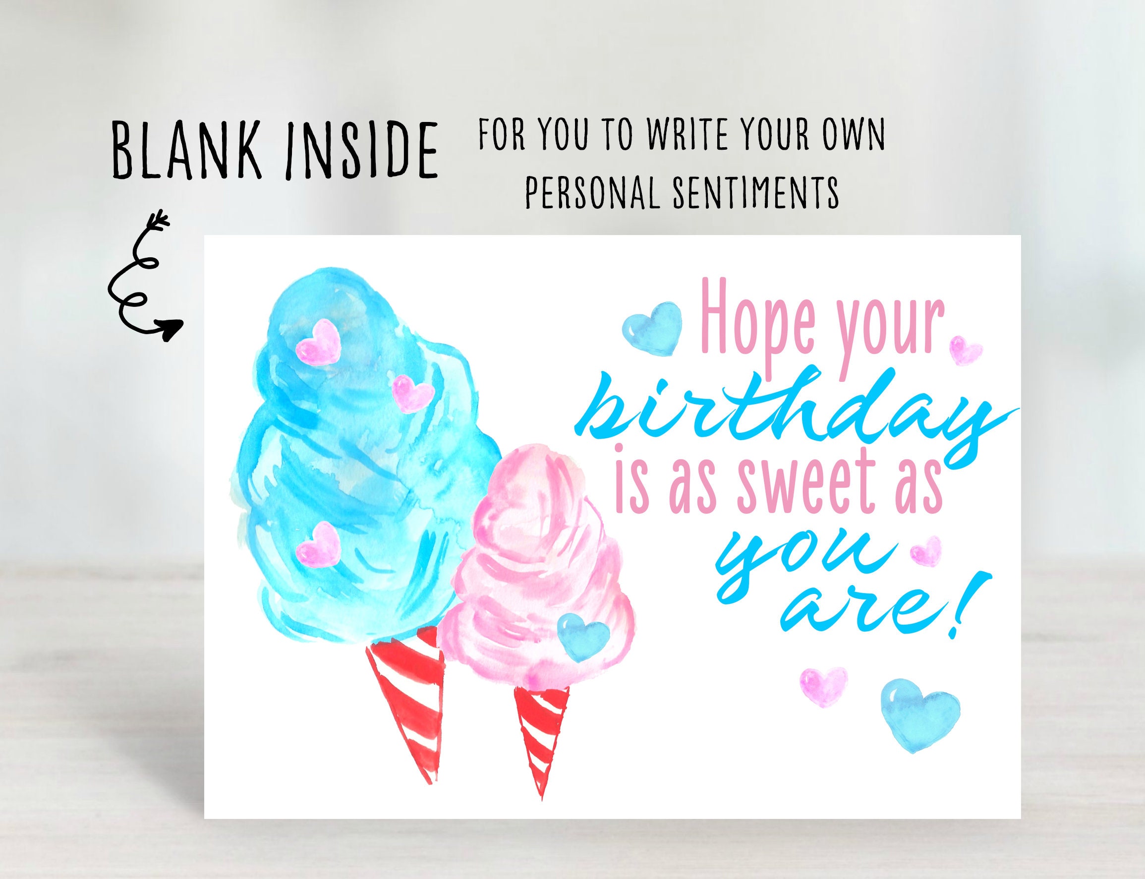 Cotton Candy Card Printable, Birthday Greeting Card, Happy Birthday ...