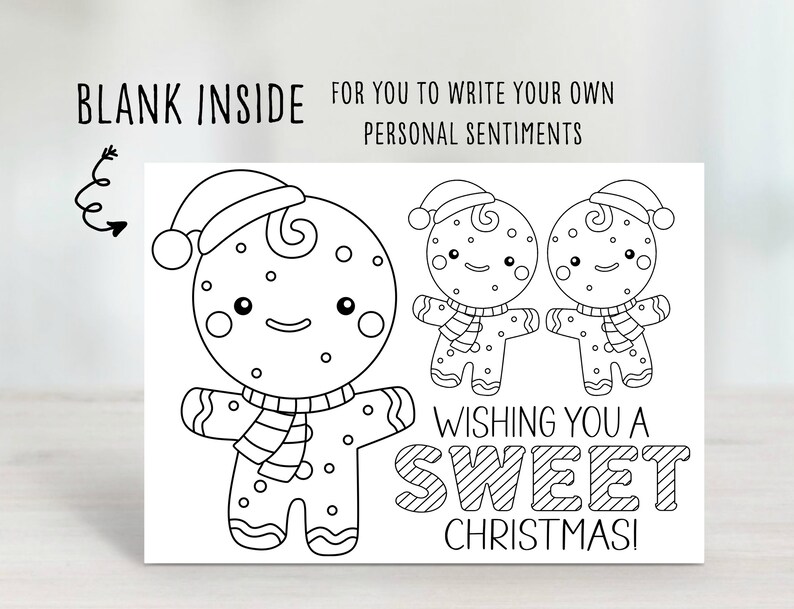 Color Your Own Christmas Cards Printable Christmas Coloring - Etsy
