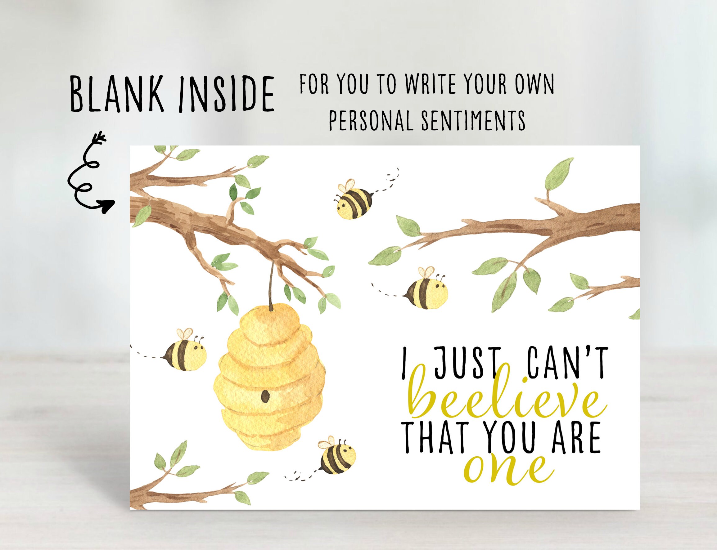 First Birthday Card Digital Bee Birthday Card Printable - Etsy