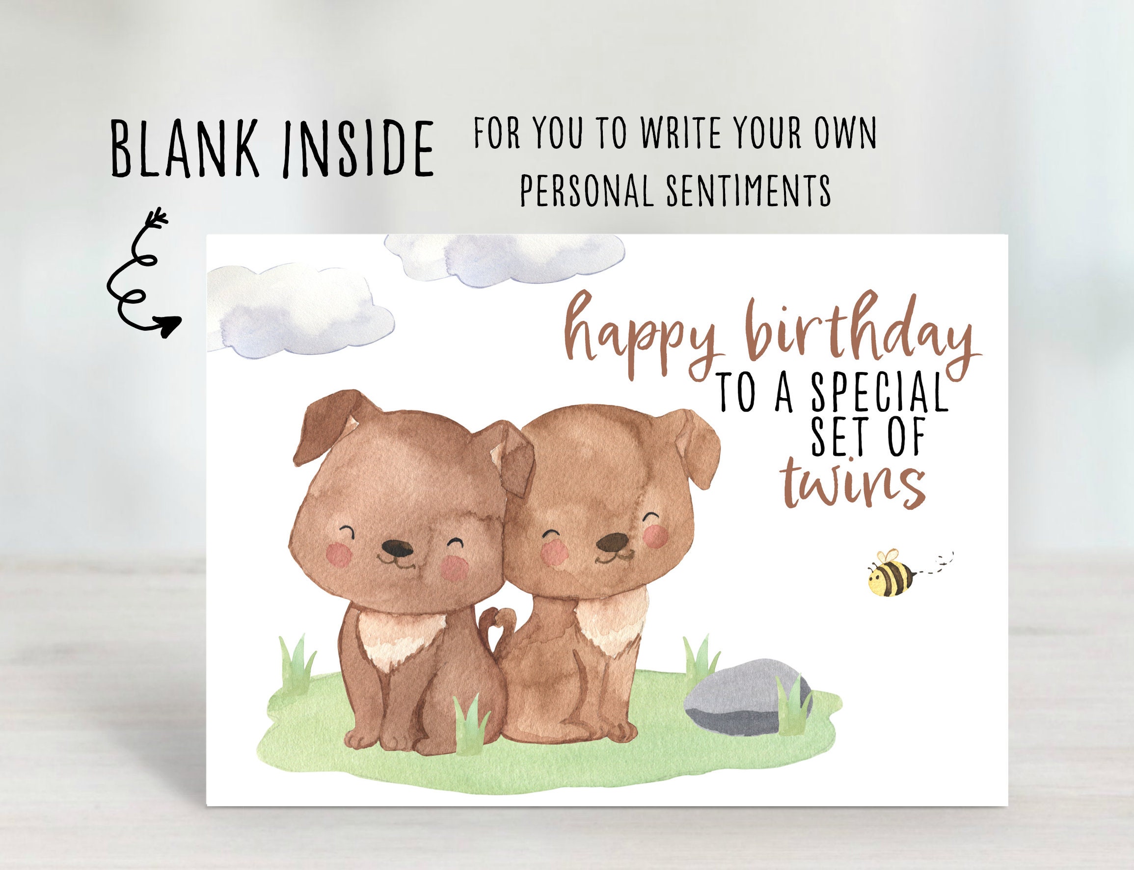 Twin Birthday Card Printable, Birthday Card for Twins Digital, Twin ...