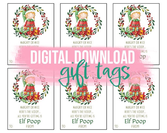Elf Poop Printable, Elf Poop Tag, Elf Poop Label, Gift Tags for ...