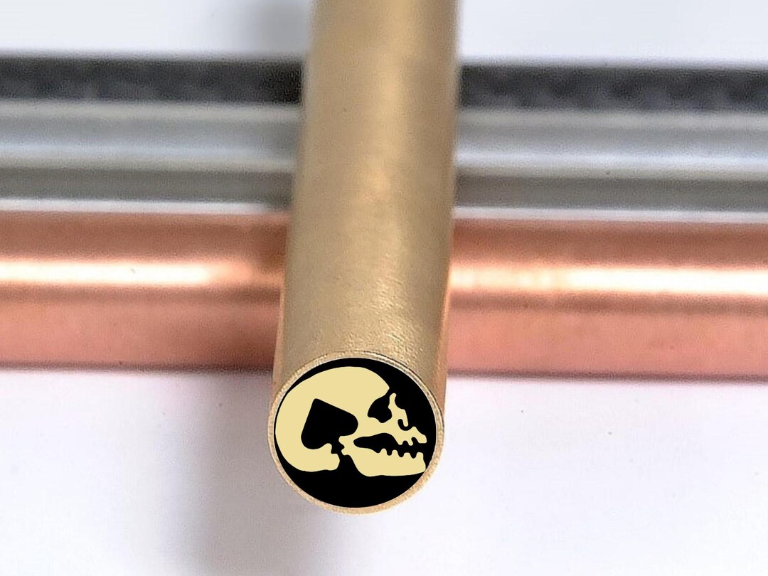 Skull of Spades Mosaic Knife Pin: Handmade Brass & Steel Handle Detail ...