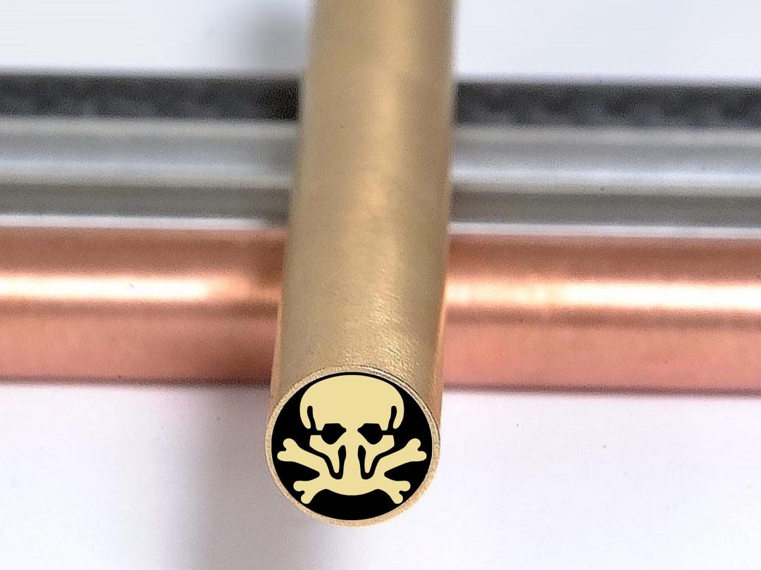Mosaic Knife Pin - DANGER SKULL | 1/4'' 5/16'', 3/8'' - Brass, Fiber ...