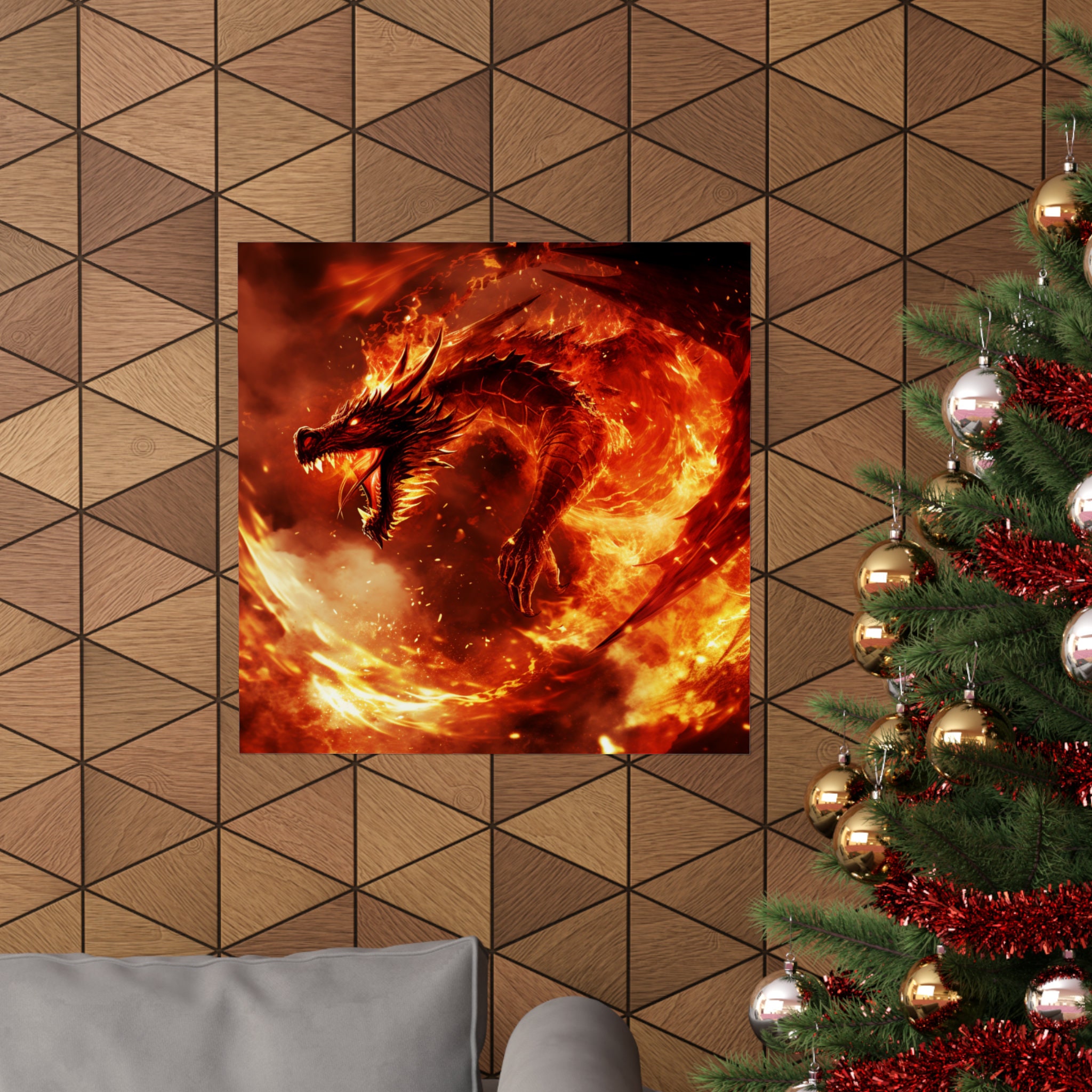 Inferno Dragon Poster Dragon Wall Art // Fire Art // Fire Dragon Art ...