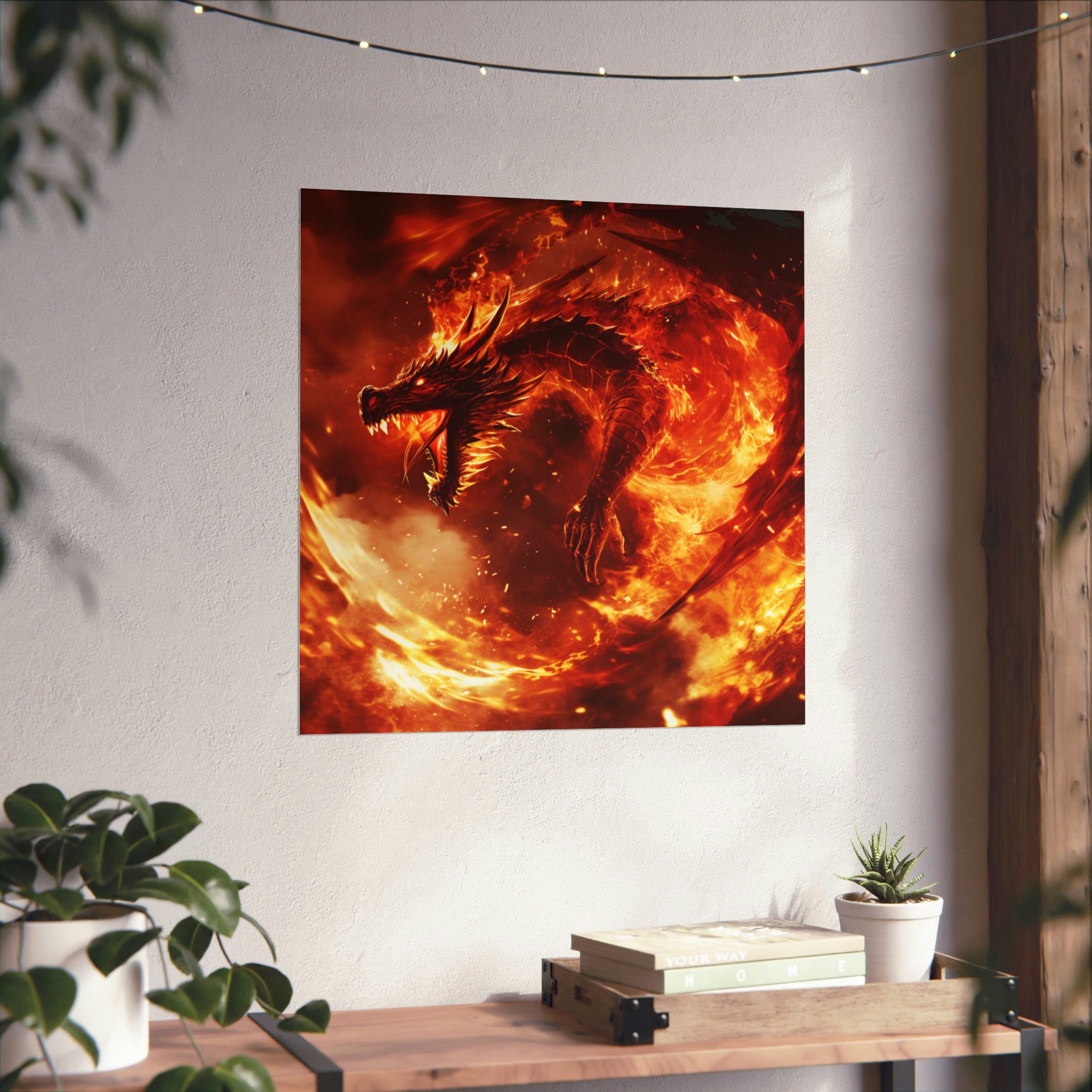 Inferno Dragon Poster Dragon Wall Art // Fire Art // Fire Dragon Art ...