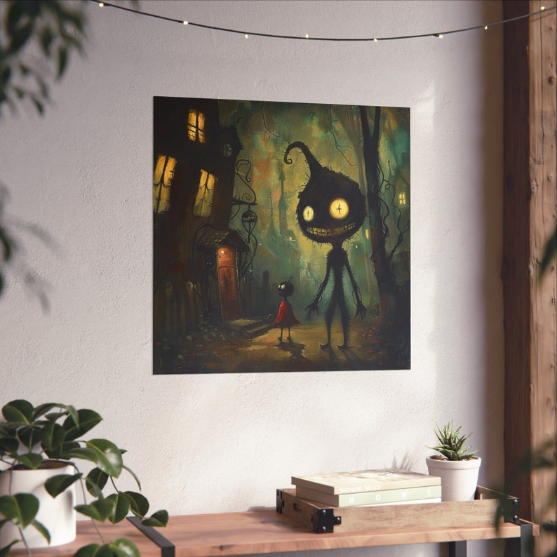 Spooky Family in Nightmare City Poster // Abstract Monster Wall Decor ...