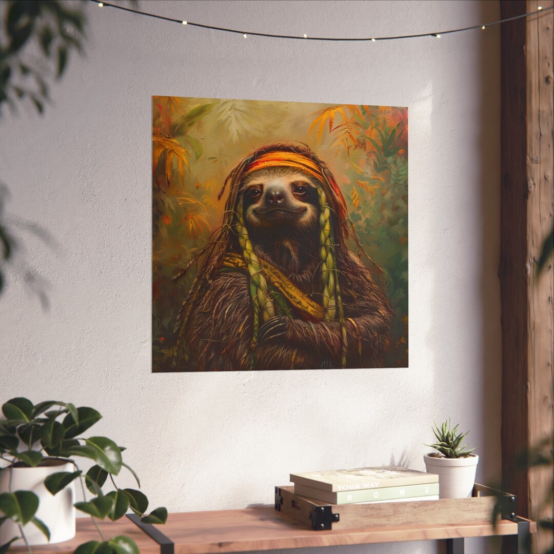 Sloth Rastafarian Poster // Sloth Lovers Poster // Weed Marijuana Sloth ...