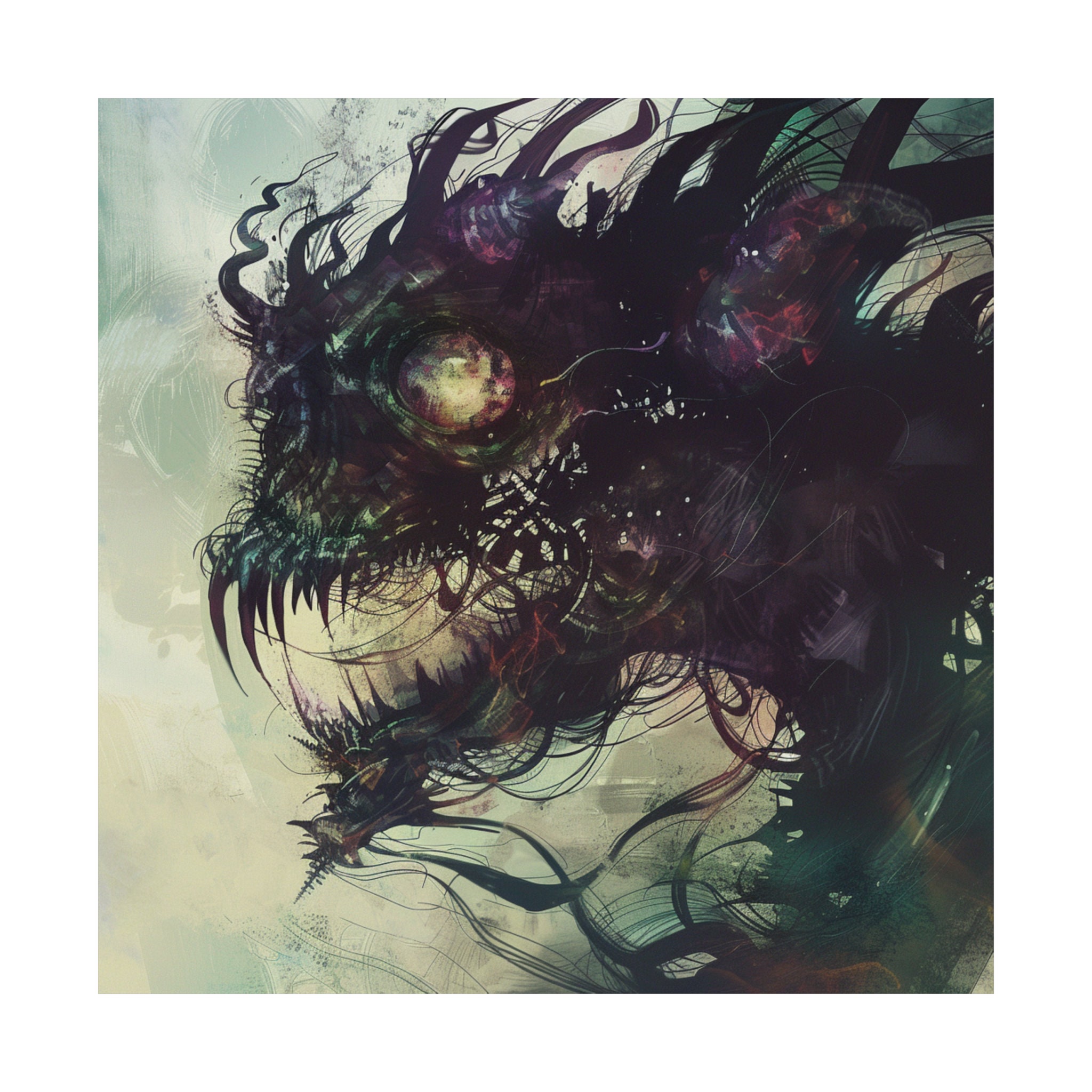 Abstract Deadly Monster Poster // Abstract Monster Wall Decor // Horror ...
