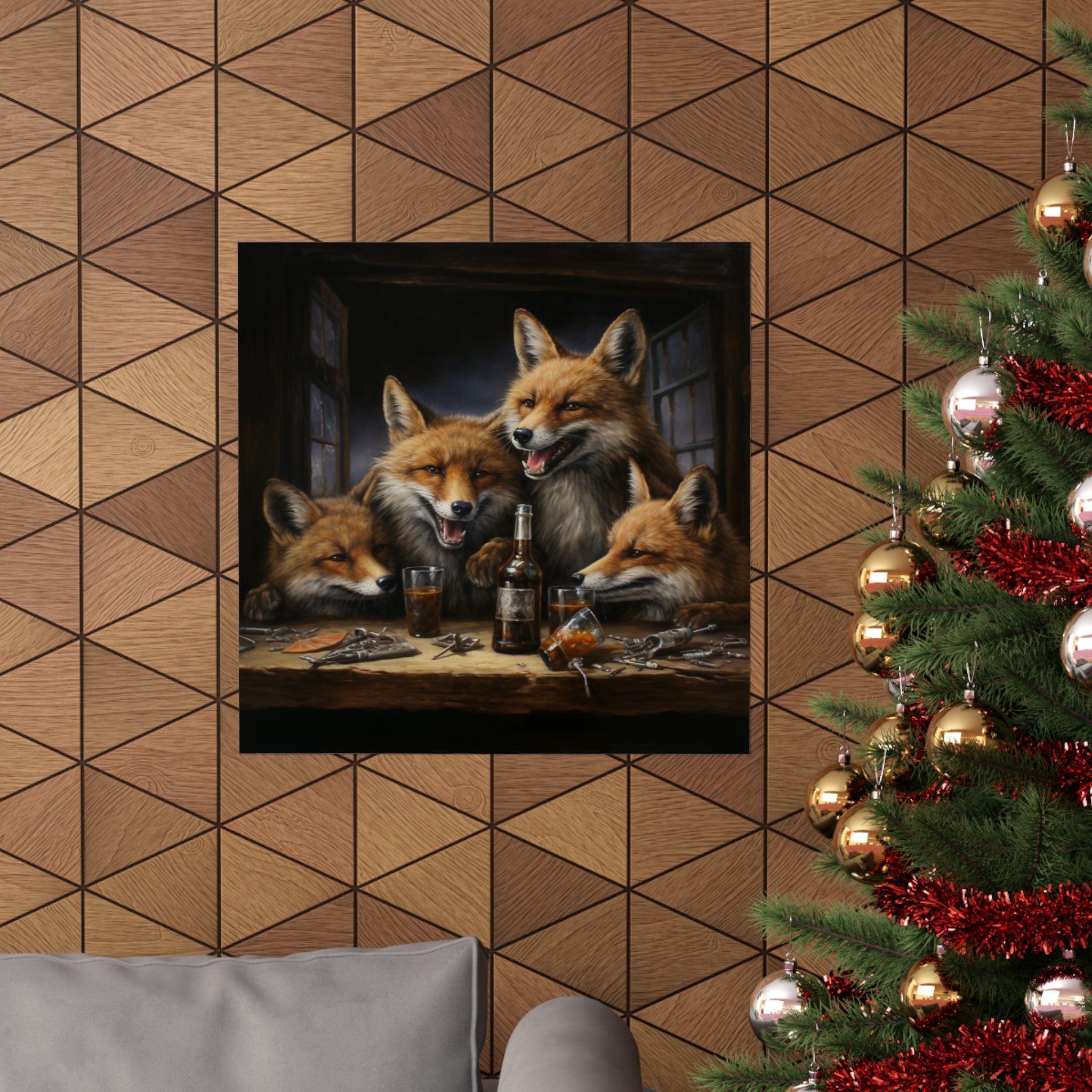 Foxes Drinking // Animal Humor Poster // Fox Drinking Poster - Etsy