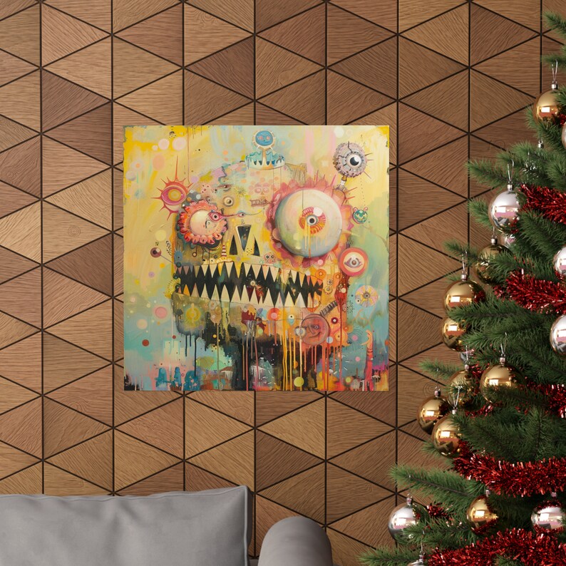 Trippy Mech Man Poster // Robot Abstract Art Lovers Poster // Smiling ...