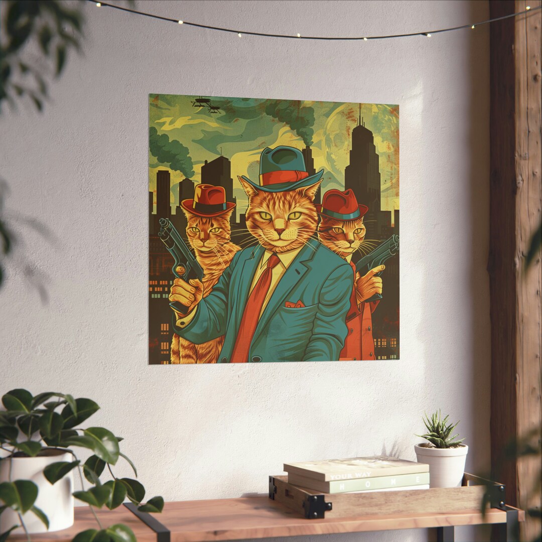 Gangsta Kitty Cat Wall Art // Cat Humor Poster // Mob Gangster Cats ...