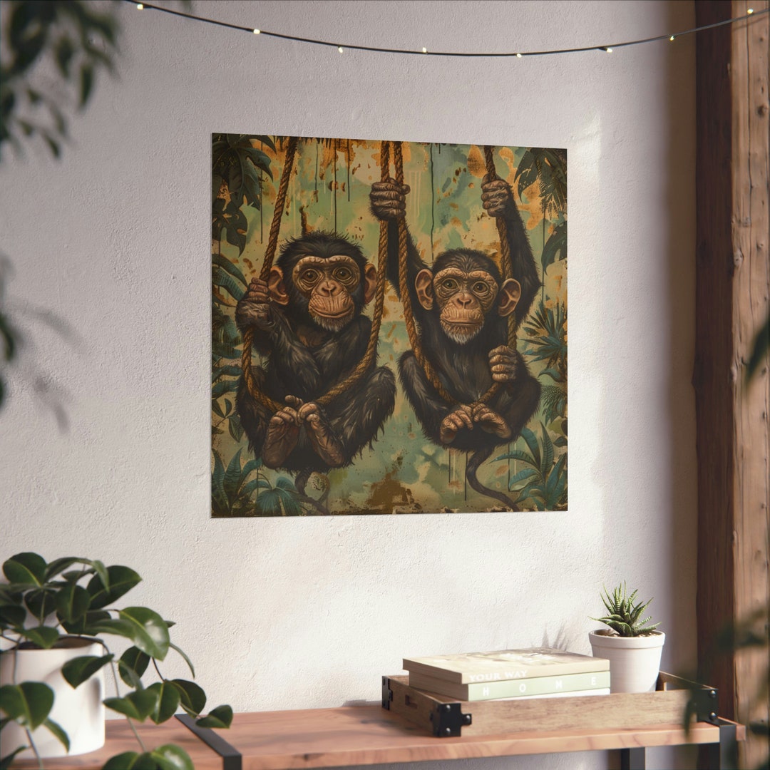 Monkeying Around Poster // Jungle Monkey Lovers Poster // Chimpanzee ...