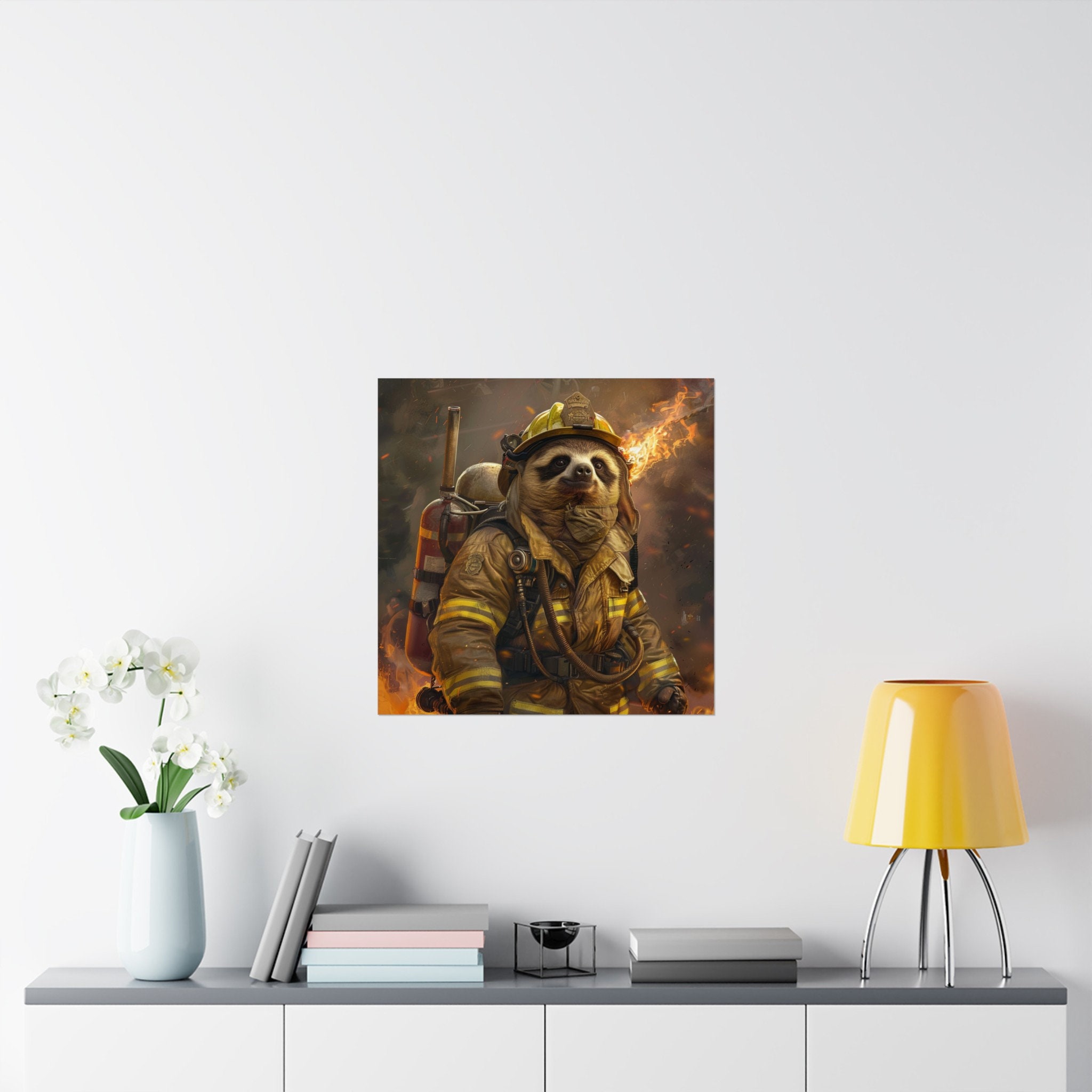 Sloth Fire Fighter Poster //giant Sloth Poster// Funny Sloth Poster ...
