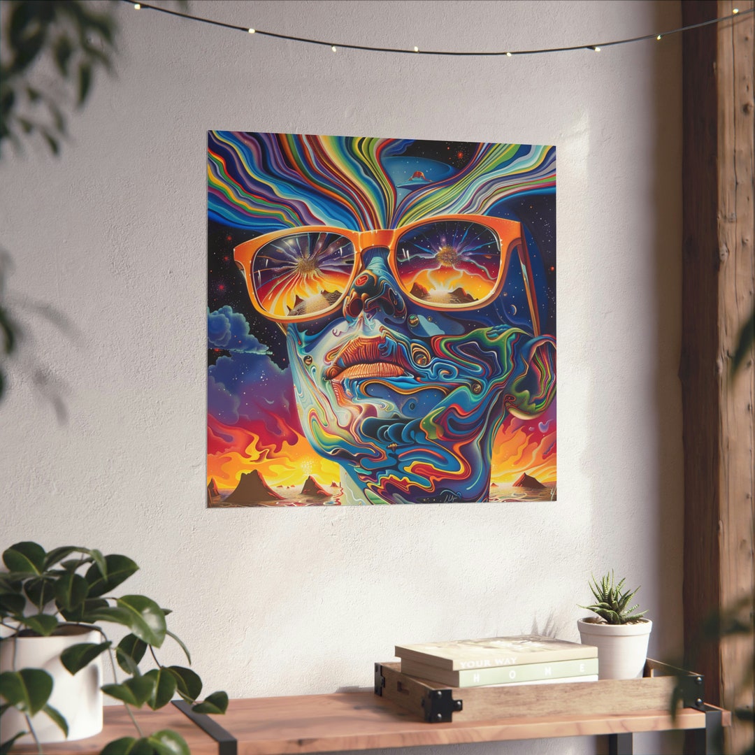 Trippy Hippy Dippy Man in Sunglasses Wall Art // Looking at the ...
