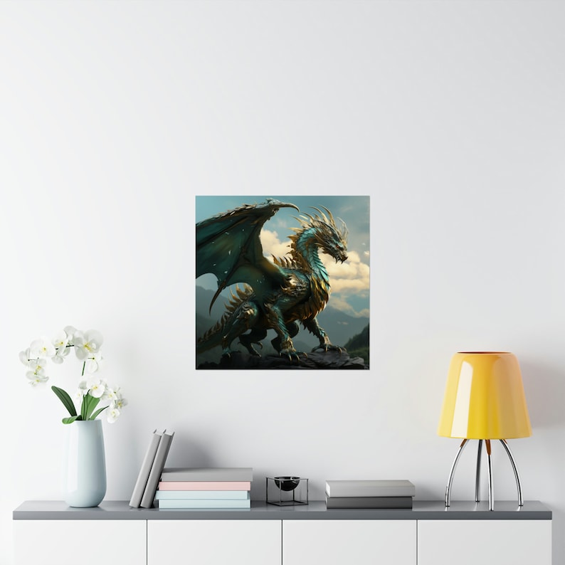 Battle Scared Emerald Dragon Poster // Green Dragon Poster // Creature ...