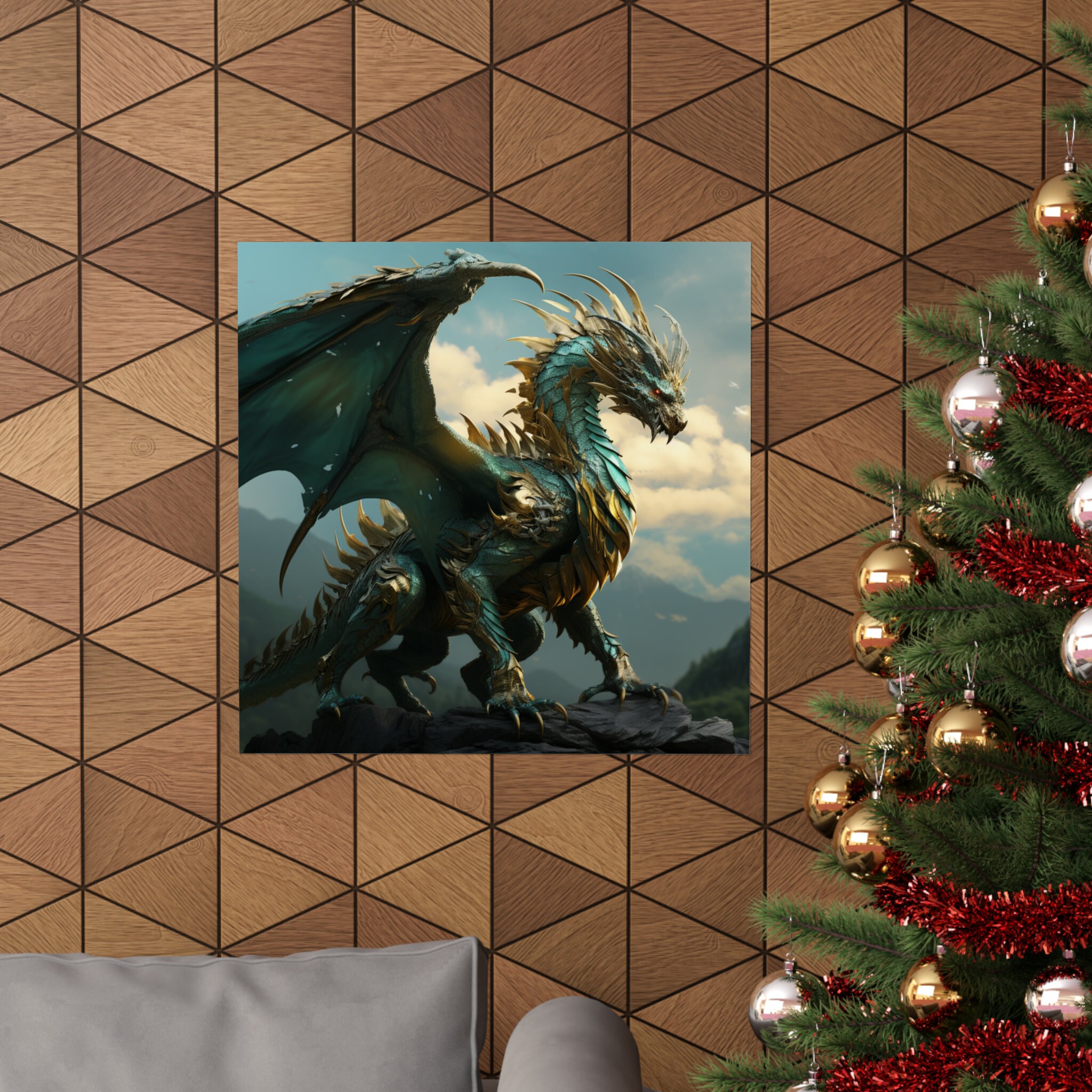 Battle Scared Emerald Dragon Poster // Green Dragon Poster // Creature ...