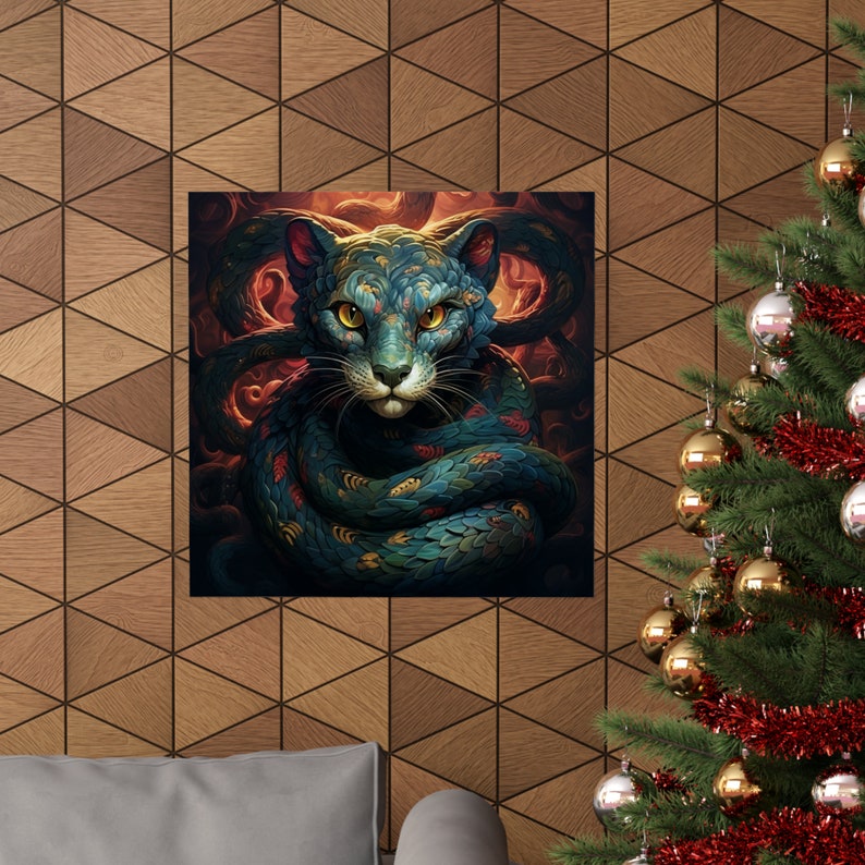 Serpent Cat Poster // Trippy Cat // Cat Lovers Poster // Bong ...