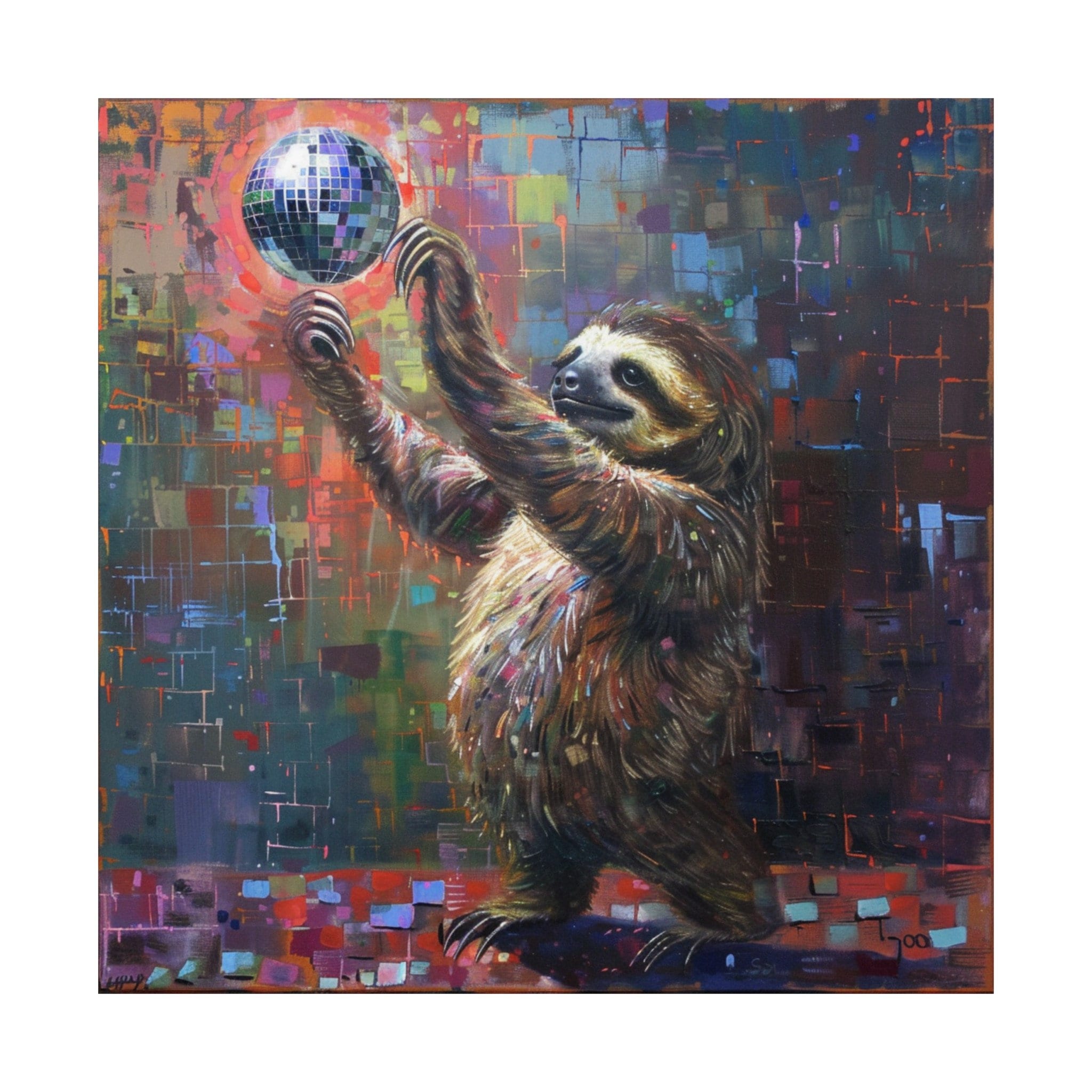 Sloth Dancing Under Disco Ball in the Club // Sloth Lovers Poster ...