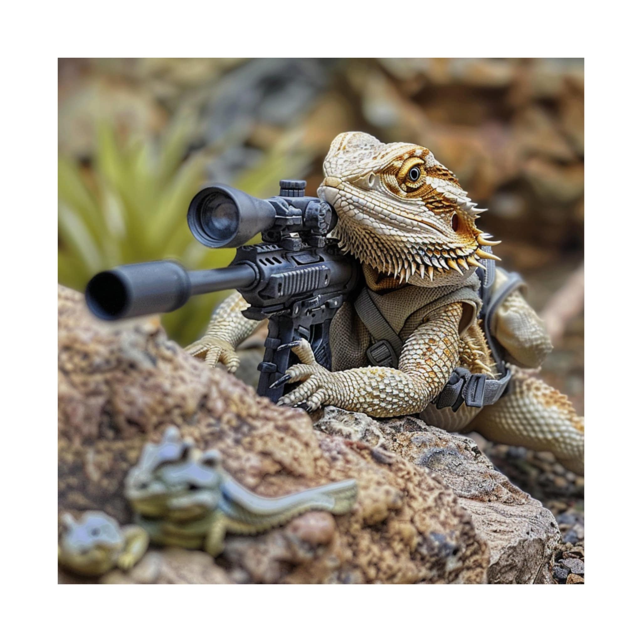Bearded Dragon Sniper Poster // Funny Bearded Dragon Wall Art // Gun ...