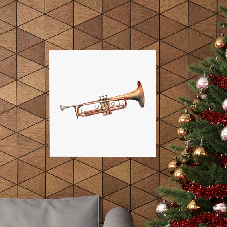 Trumpet Matte Vertical Posters // Watercolor Trumpet Wall Art // Simple ...