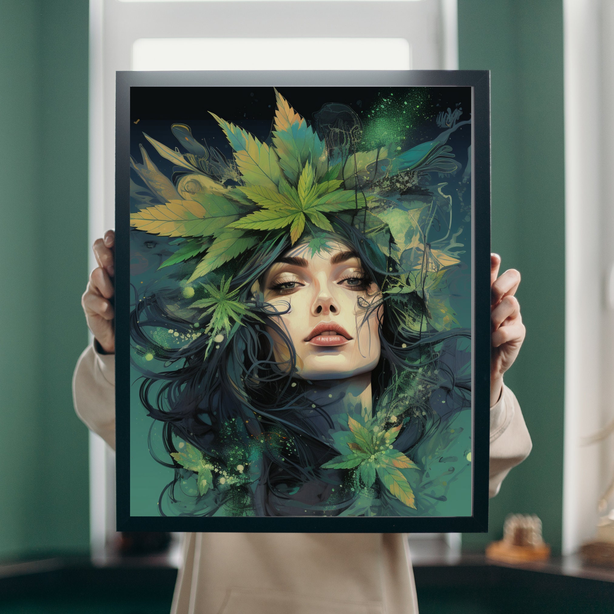 Seductive Weed Woman Poster // Stoned but Classy Woman // Weed Wall Art ...