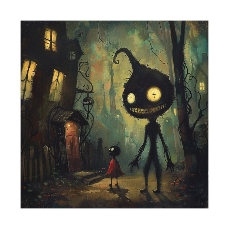 Spooky Family in Nightmare City Poster // Abstract Monster Wall Decor ...