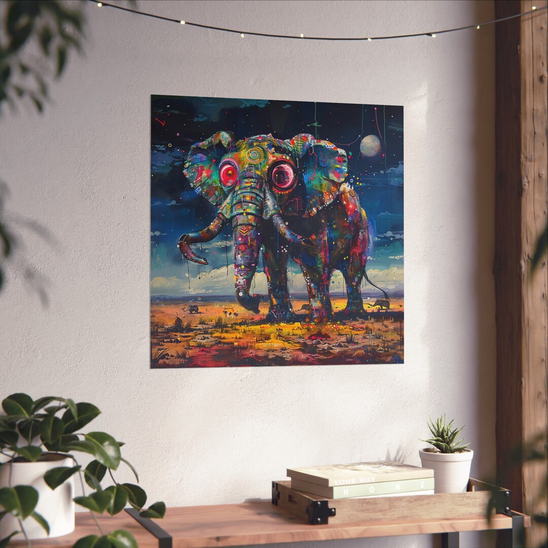 Giant Abstract Elephant Poster // Trippy Elephant Art Poster//elephant ...