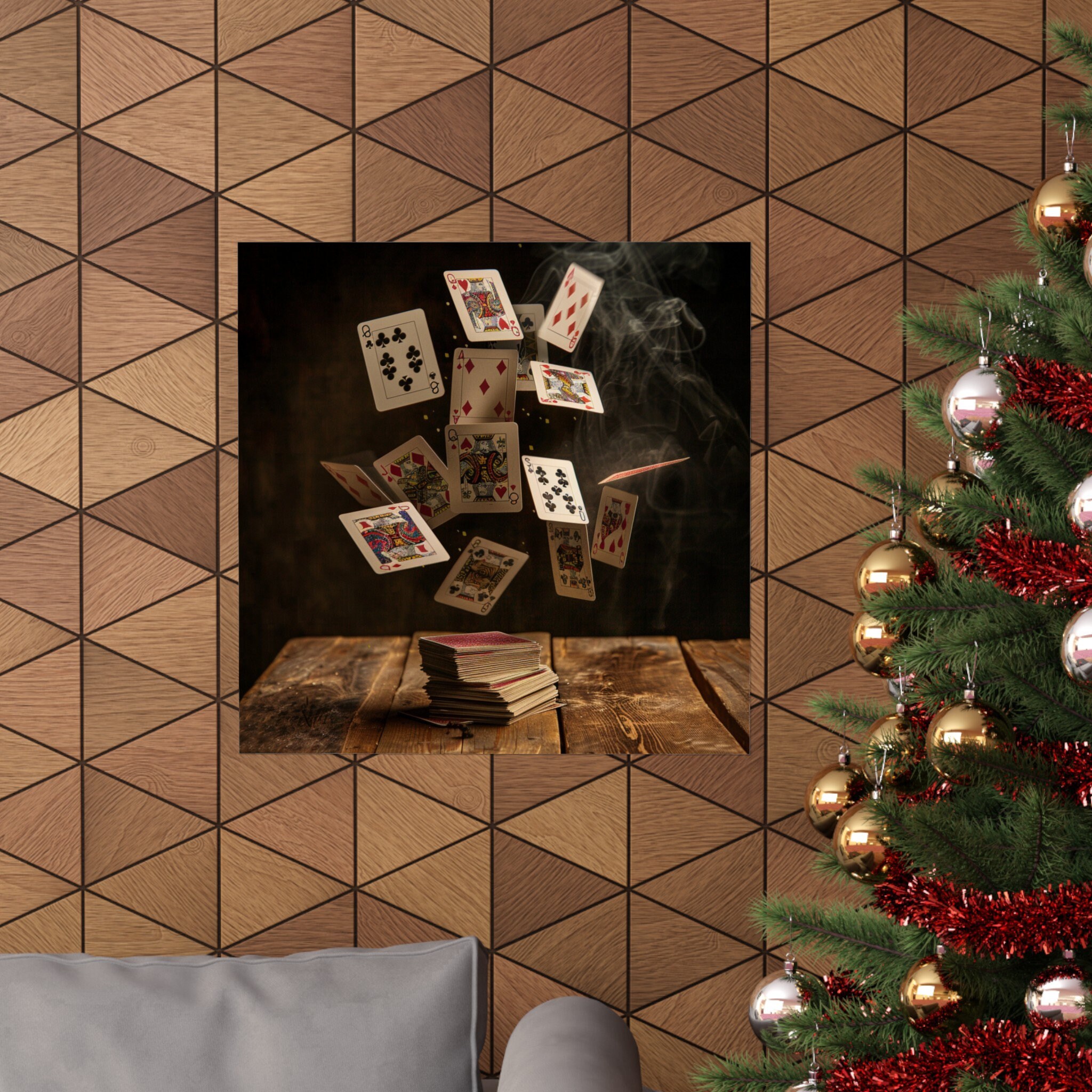 Magical Deck of Cards Poster // Floating Card Deck Wall Art // Queen of ...