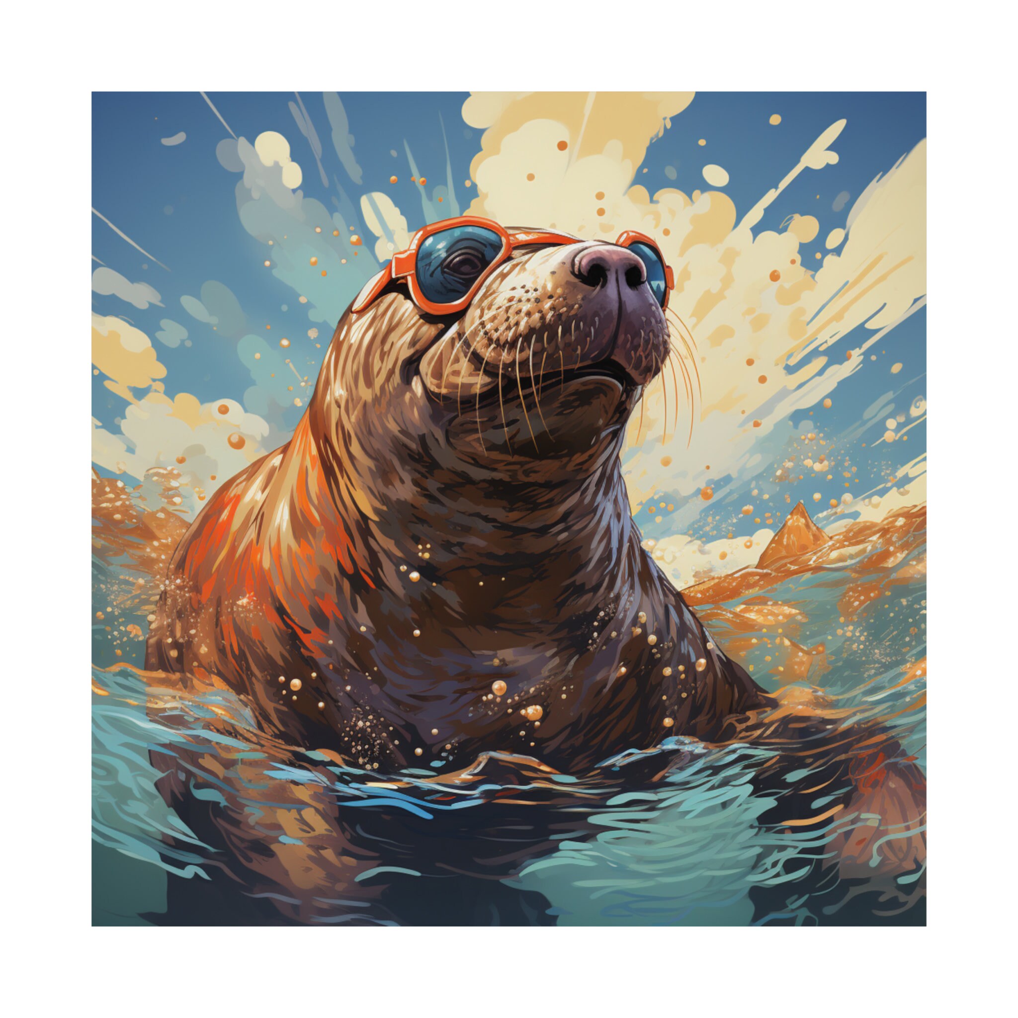 Mr. Flubber the Seal's Day off Poster // Abstract Seal // Seal Lovers ...