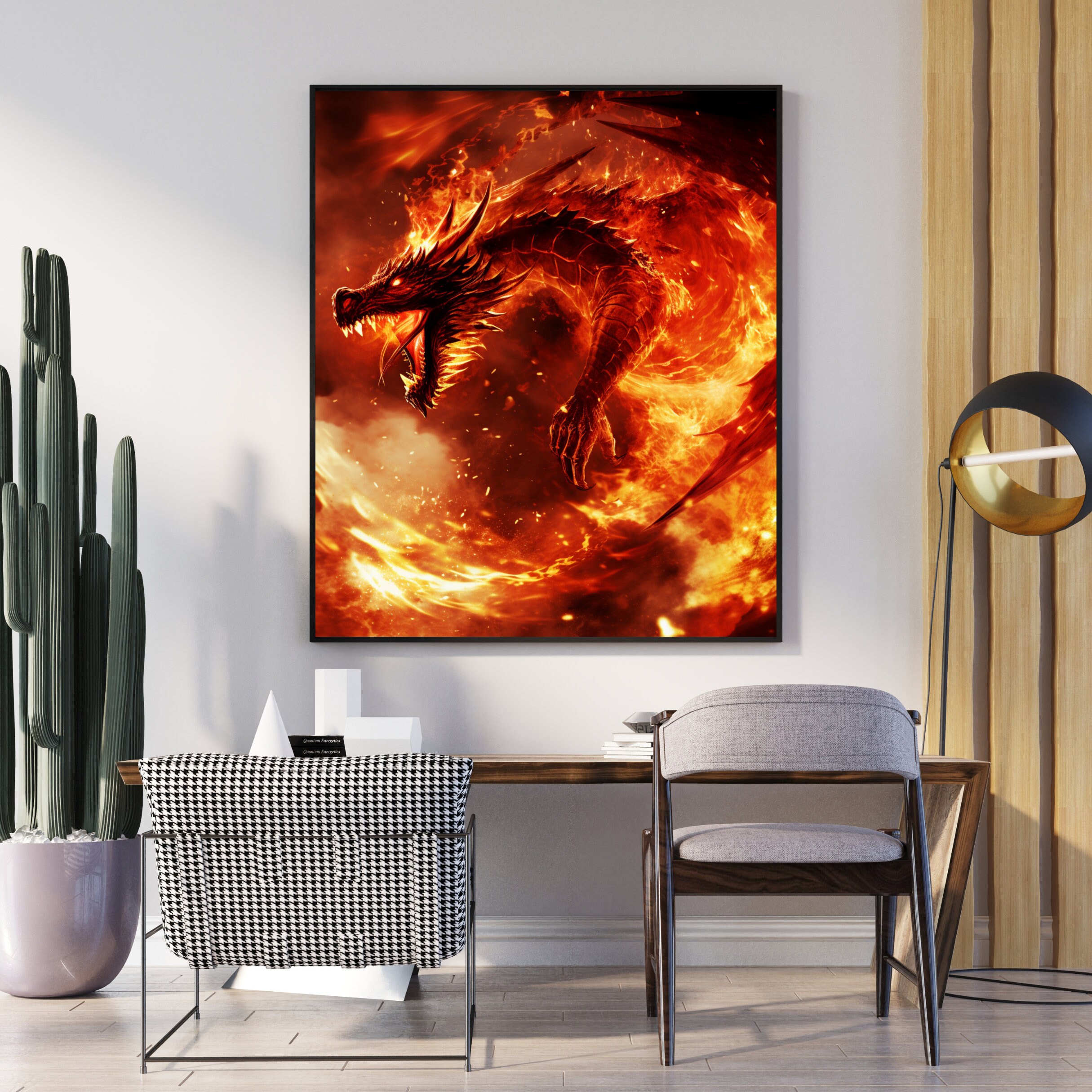 Inferno Dragon Poster Dragon Wall Art // Fire Art // Fire Dragon Art ...
