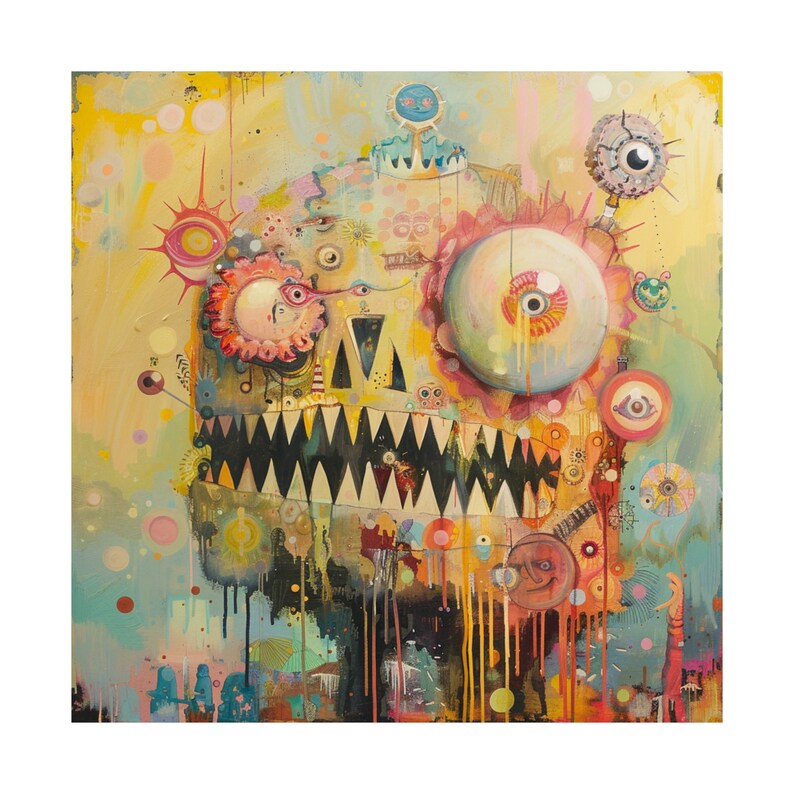 Trippy Mech Man Poster // Robot Abstract Art Lovers Poster // Smiling ...