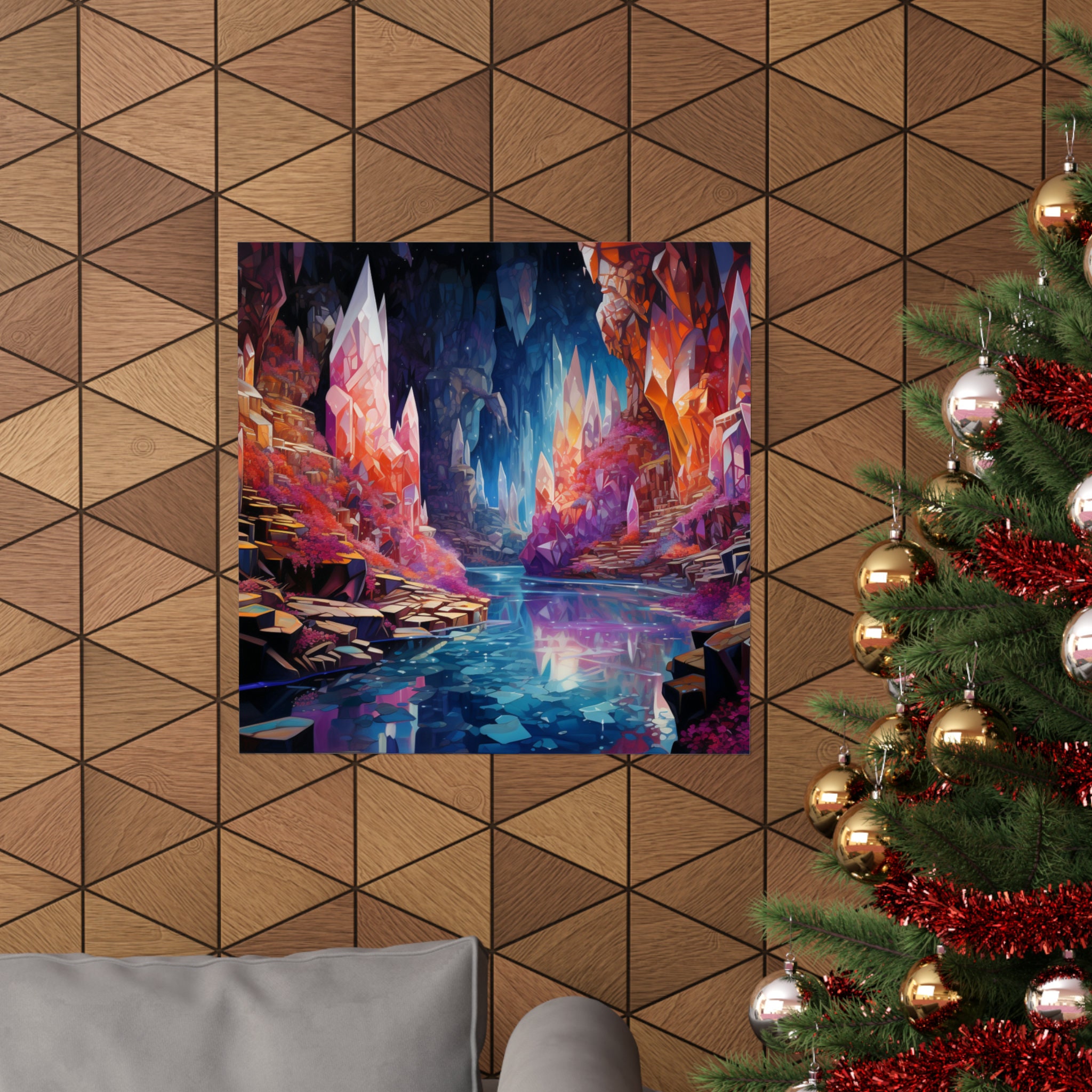 Abstract Crystal Cave Poster // Stalagmites and Stalactites // Crystal ...