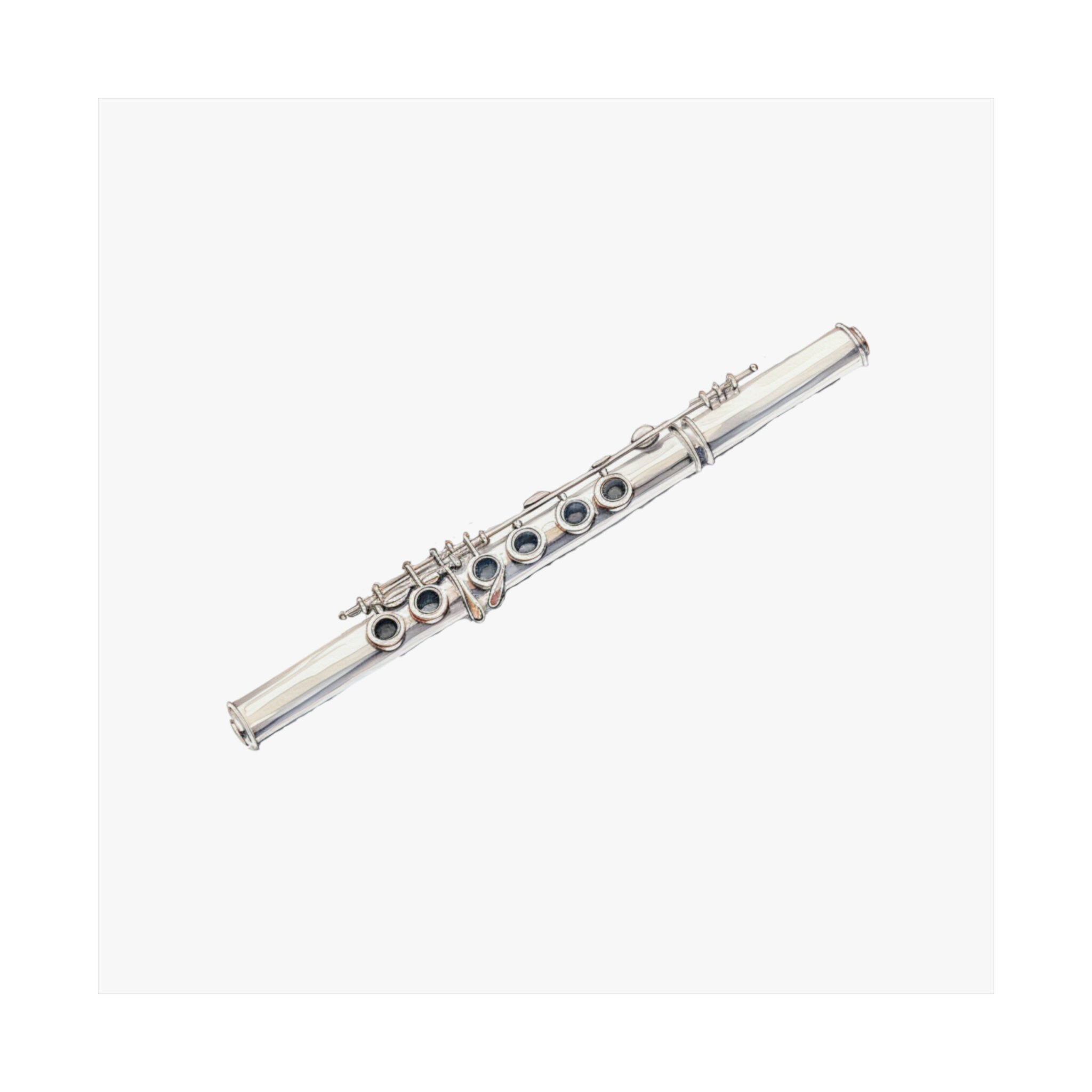 Flute Matte Vertical Poster // Watercolor Flute Wall Art // Simple Band ...