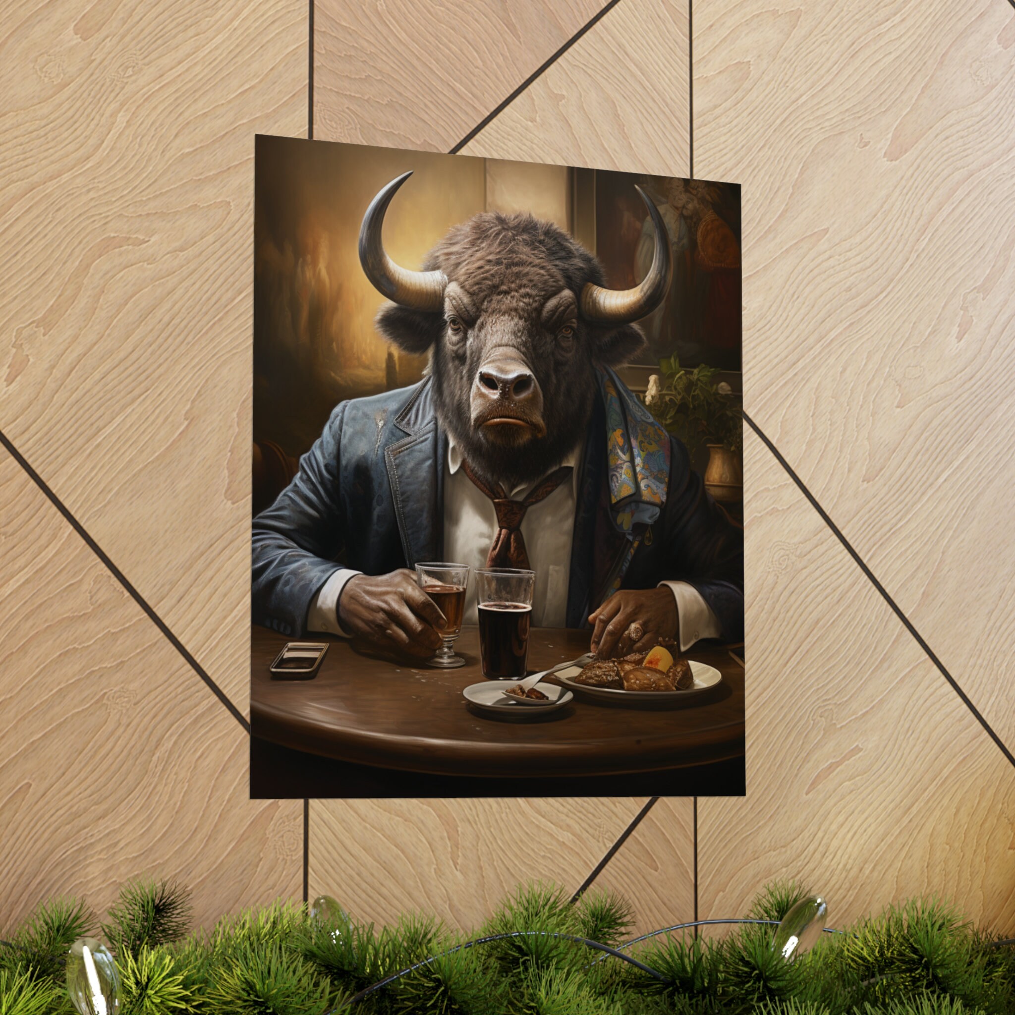 Pit Boss Bison // Bison in a Suit // Party Animals Poster // - Etsy