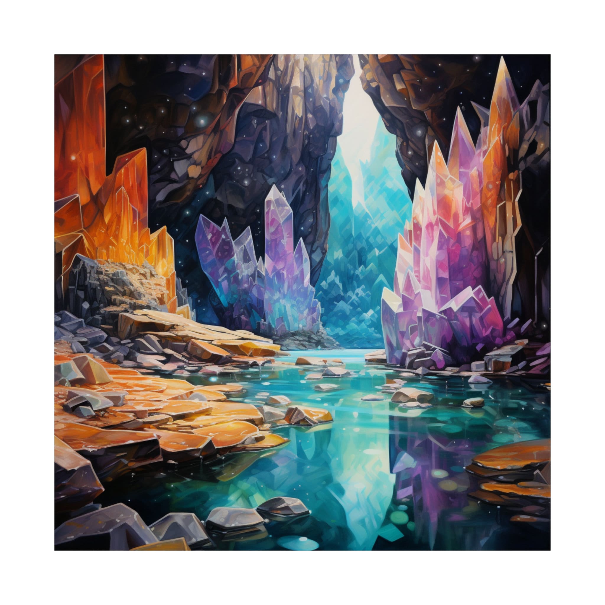 Vibrant Crystal Cave Posters // Stalagmites and Stalactites // Crystal ...