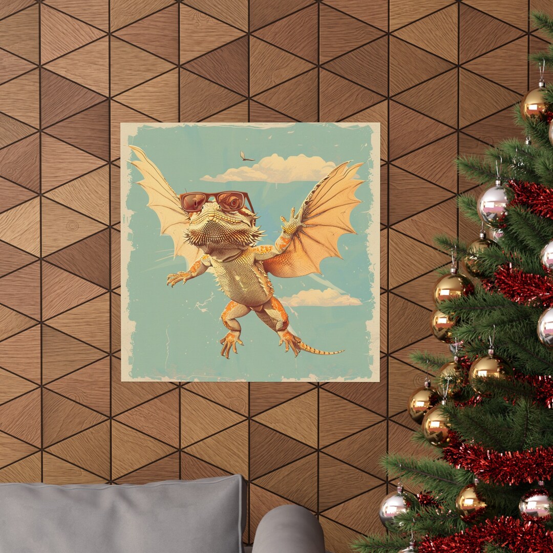 Vintage Flying Bearded Dragon Poster // I Believe I Can Fly Wall Art ...