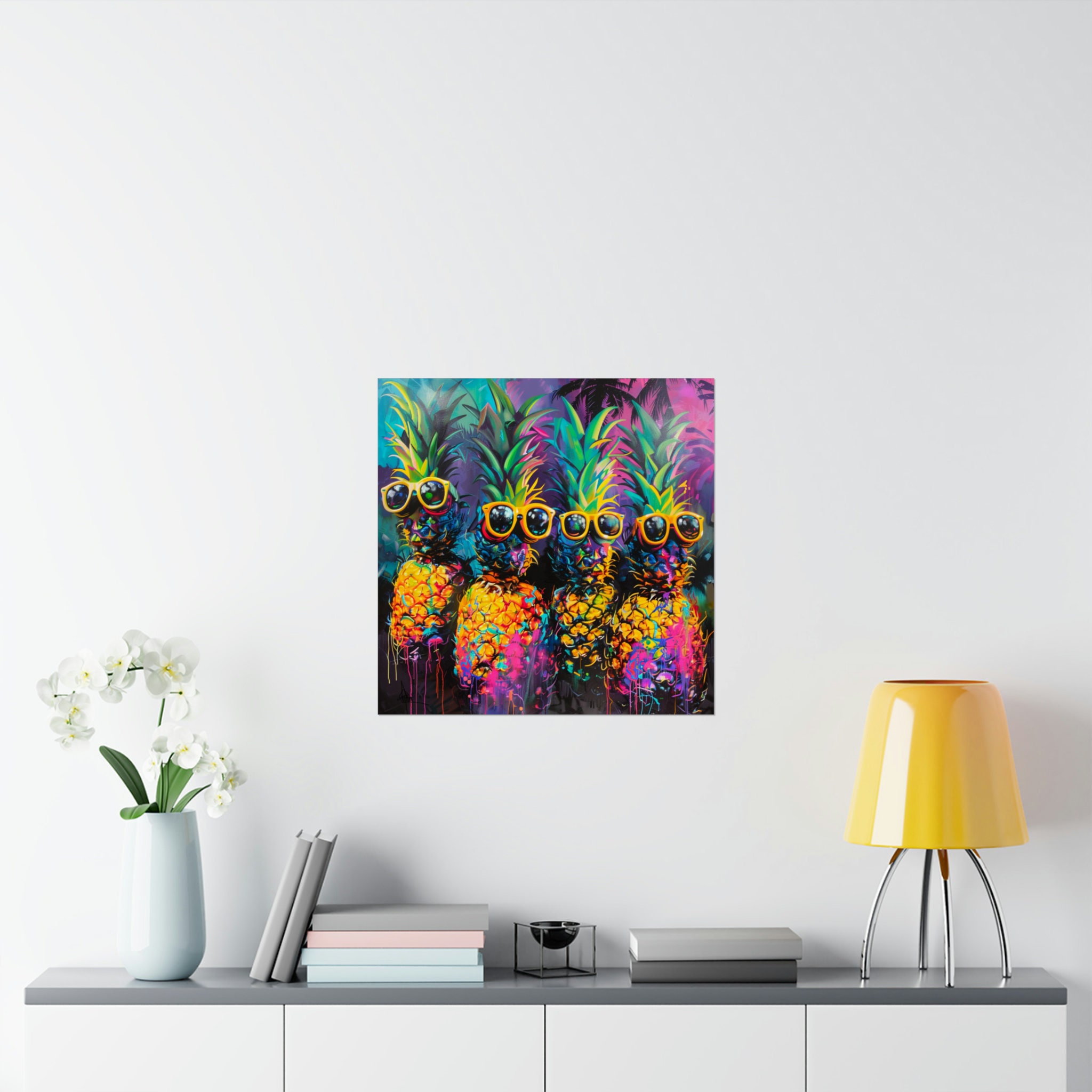 Pineapple Squad Poster // Abstract Pineapples With Glasses Poster ...