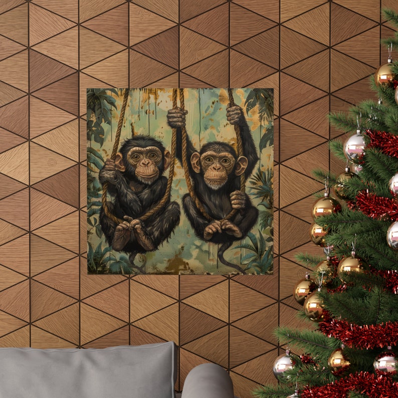 Monkeying Around Poster // Jungle Monkey Lovers Poster // Chimpanzee ...