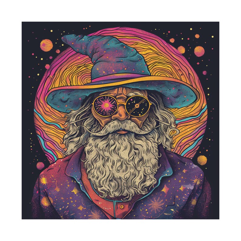 Crazy Eyed Trippy Wizard Poster // Funky Looking Wizard Wall Art ...