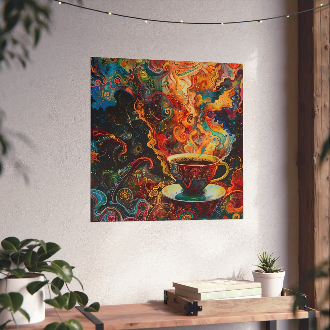 Trippy Coffee Abstract Art Poster // Abstract Coffee Art Poster ...