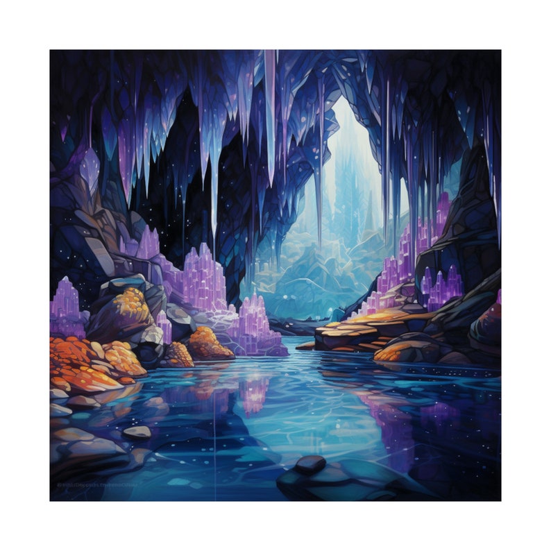 Crystal Cave With Purple Crystals Posters // Stalagmites and - Etsy
