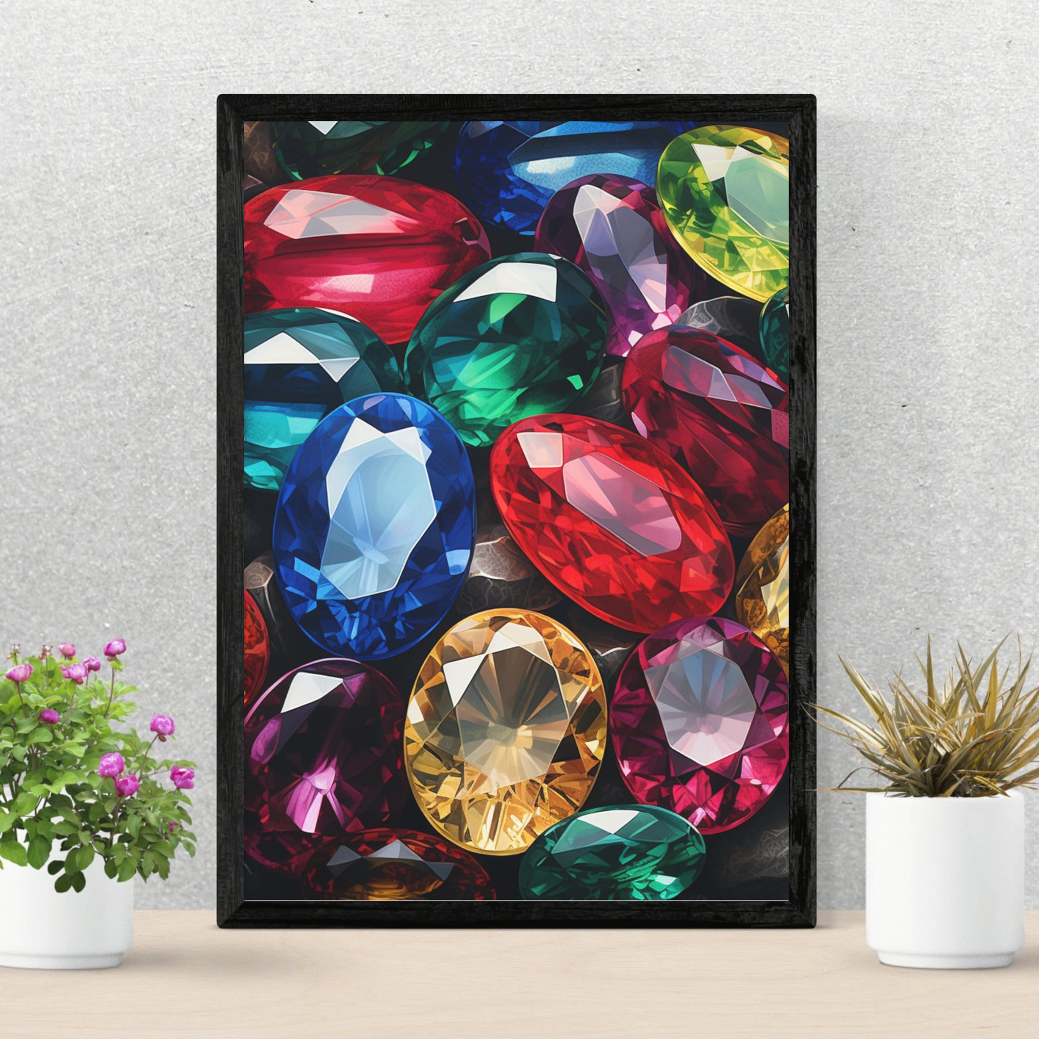 Cluster of Gems // Rainbow Stones // Gem Wall Art // Gem Collectors ...
