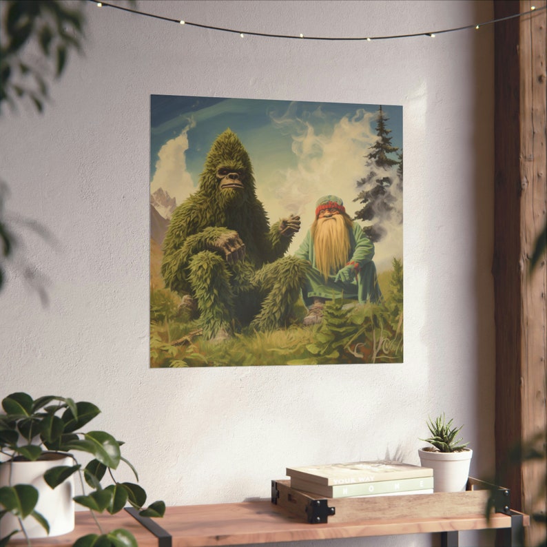 Marijuana Yeti and His Dwarf Friend Smoking A Blunt Poster // Yeti ...