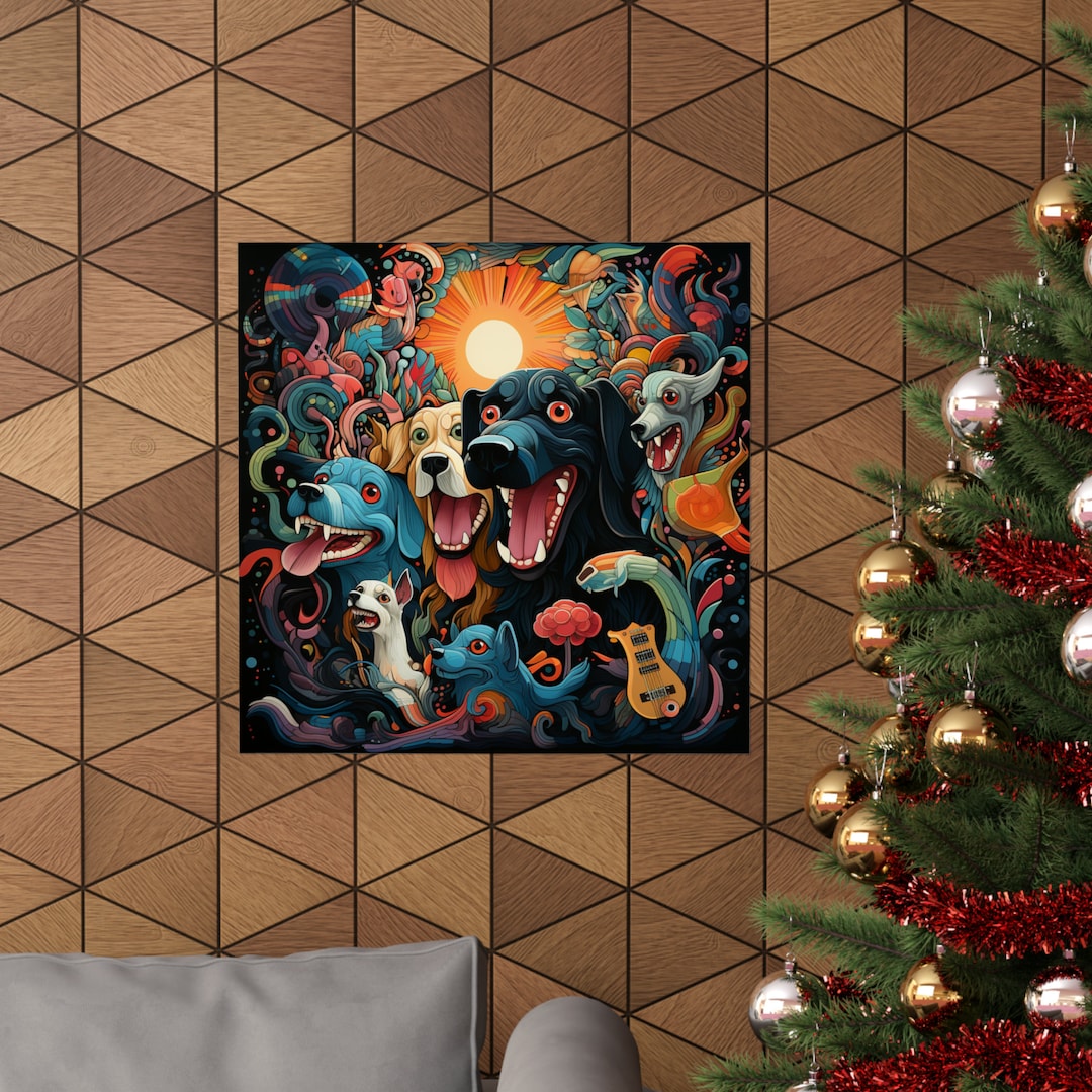 Trippy Dog and Sunrise // Colorful Dogs // Psychedelic Dog Lovers ...