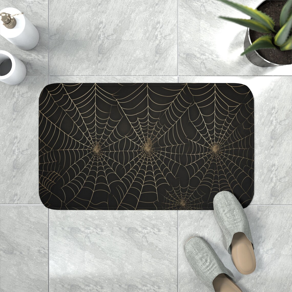Spider Webs Bath Mat //halloween Bath Mat // Spooky Spider // - Etsy