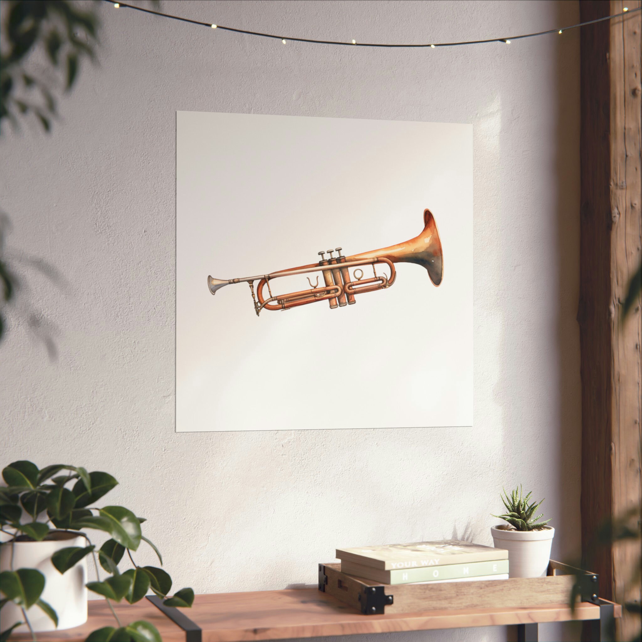 Trumpet Matte Vertical Posters // Watercolor Trumpet Wall Art // Simple ...