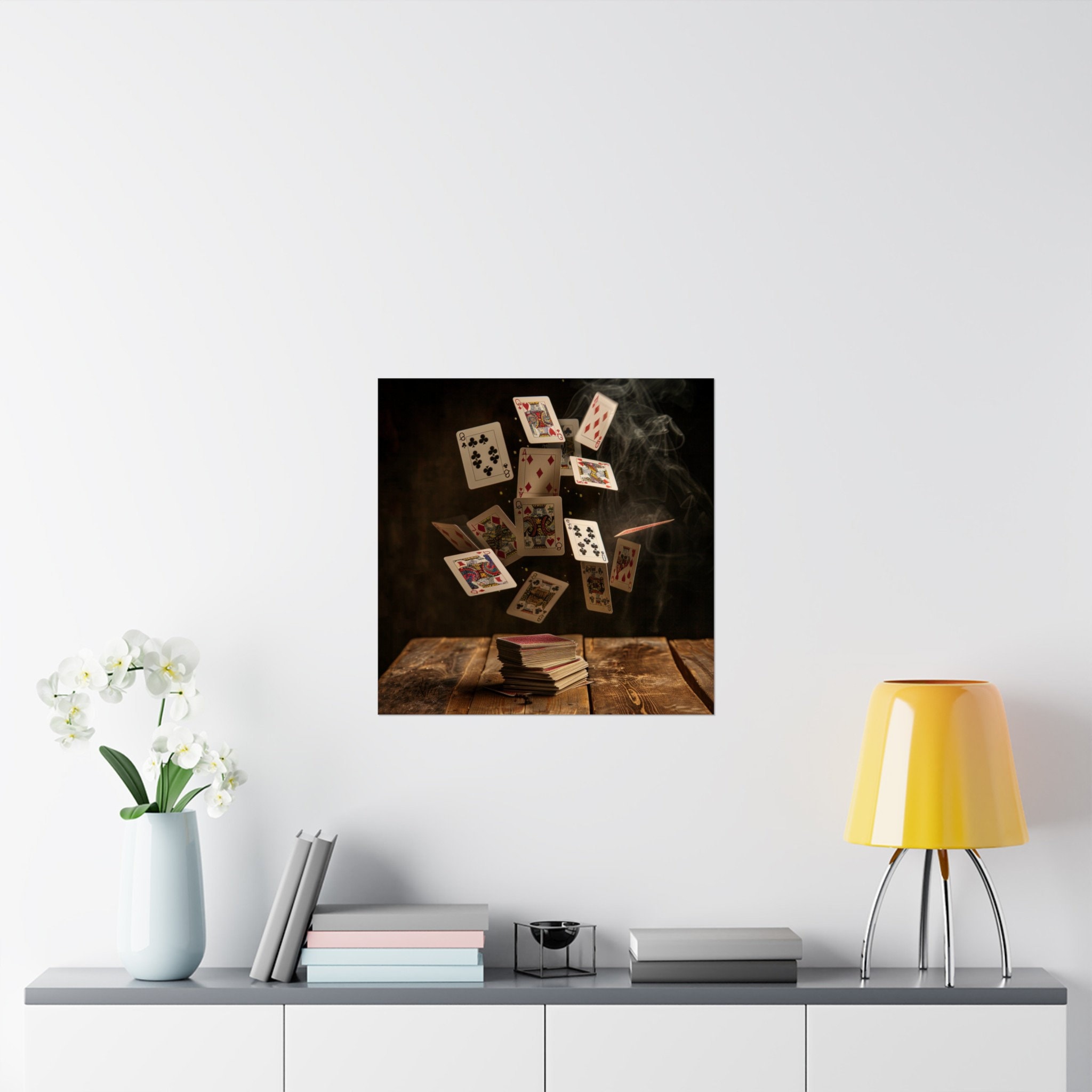 Magical Deck of Cards Poster // Floating Card Deck Wall Art // Queen of ...