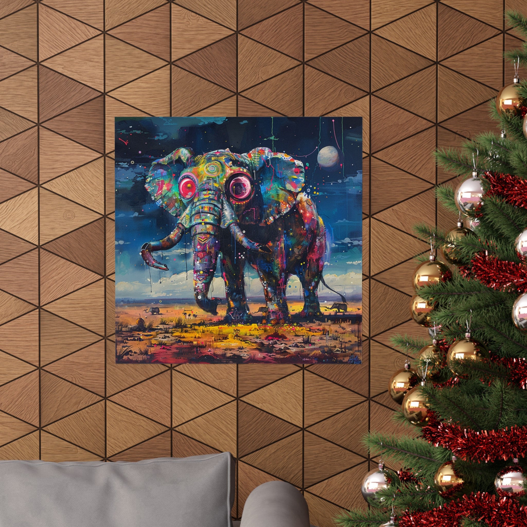 Giant Abstract Elephant Poster // Trippy Elephant Art Poster//elephant ...